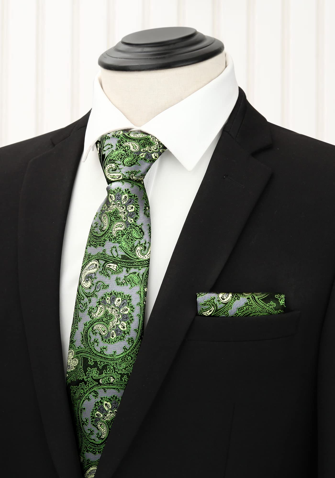 HISDERN Lot 3 PCS Classic Men's Tie Set Necktie & Pocket Square Elegant Neck Ties Collection,T3-s7,One Size