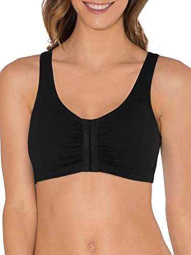 Fruit of the Loom Women's Front Close Builtup Sports Bra, Sand/Black 2-Pack, 38