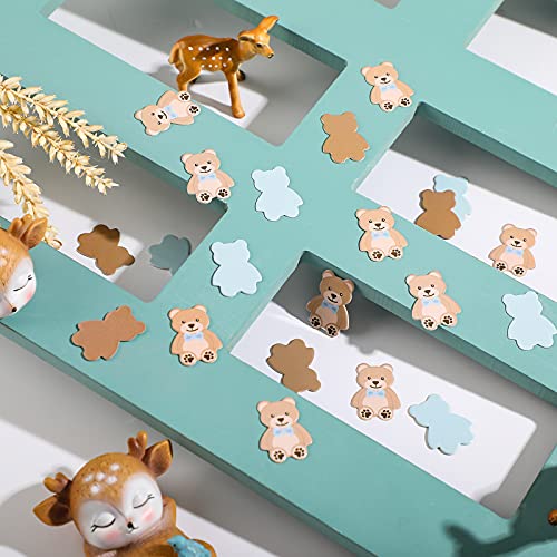 300 Pieces Bear Confetti Baby Shower Paper Confetti Bear Table Confetti for Holiday Festival Party Table Home Decorations, 0.98 Inch (Blue, Brown)