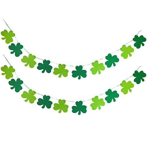 St. Patrick's Day Decorations Felt Shamrock Clover Garland Banner for St.Patrick's Day Lucky Shamrock Banner Garland for Irish Party Supplies Decor