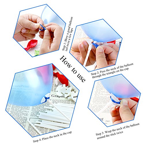 PP OPOUNT 50 Pieces Balloon Sticks Upgraded Version White Balloon Sticks Holders with Cups for Christmas Decoration, Wedding, Party, Holidays, Anniversary Decor