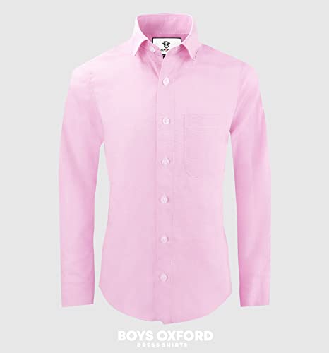 Black n Bianco Boys' Signature Oxford Long Sleeve Dress Shirt Pink Size 12