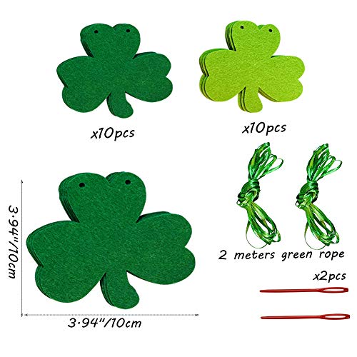 St. Patrick's Day Decorations Felt Shamrock Clover Garland Banner for St.Patrick's Day Lucky Shamrock Banner Garland for Irish Party Supplies Decor