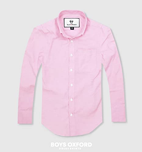 Black n Bianco Boys' Signature Oxford Long Sleeve Dress Shirt Pink Size 12