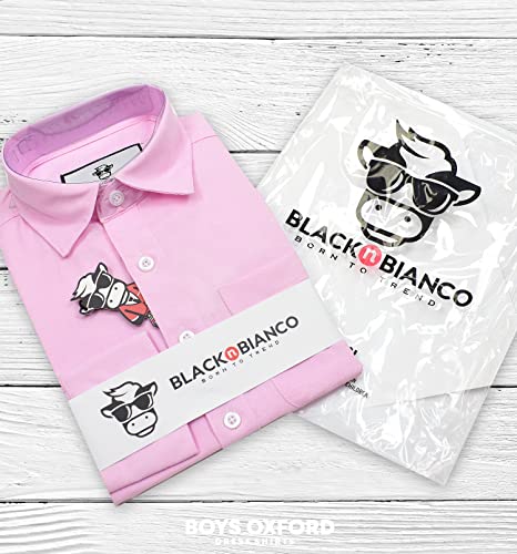 Black n Bianco Boys' Signature Oxford Long Sleeve Dress Shirt Pink Size 12