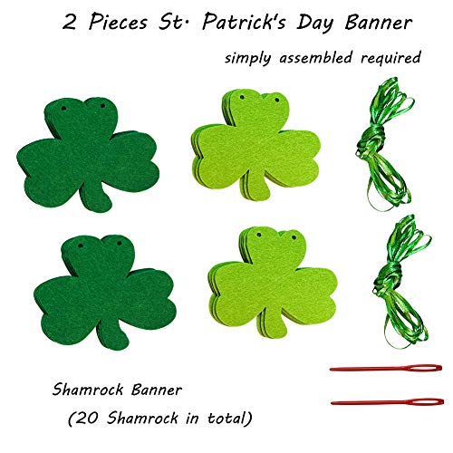 St. Patrick's Day Decorations Felt Shamrock Clover Garland Banner for St.Patrick's Day Lucky Shamrock Banner Garland for Irish Party Supplies Decor