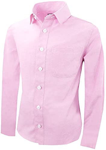 Black n Bianco Boys' Signature Oxford Long Sleeve Dress Shirt Pink Size 12