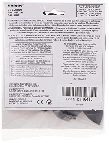 Unique Party Latex Balloons, 9", Jet Black