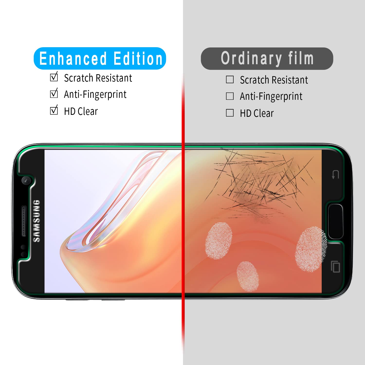 Slanku [3 Pack] for Samsung Galaxy S7 Screen Protector Tempered Glass, Anti-Scratch, Easy installation, 9H Hardness, Bubbles Free