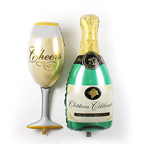 Fecedy Aluminum film Champagne Bottle and Goblet Hydrogen Balloons for Party Decoration