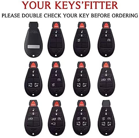 Houking for Dodge Key fob Cover,Soft Protector Case Key Shell with Leather Keychain,Fit for Grand Caravan Charger Challenger Durango Journey Magnum Ram Remote Key,Key Case Purple Black