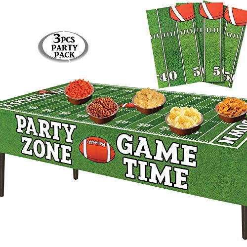 AnapoliZ Football Tablecloth Plastic | 3 Pcs Party Pack (54β Inch Wide x 72β inch Long) | Rectangular Game Day Table Cover | Football Party Touchdown Tablecloth | Party Zone, Tailgate Table Cover