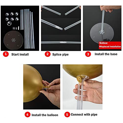 TONIFUL Balloons Stand Kit Table Decorations,2 Set with 14 Sticks, 14 Cups, 2 Base, 16 Gold Balloons for Wedding Graduation 30th 40th 50th 60th 70th 80th 90th 100th birthday table decorations