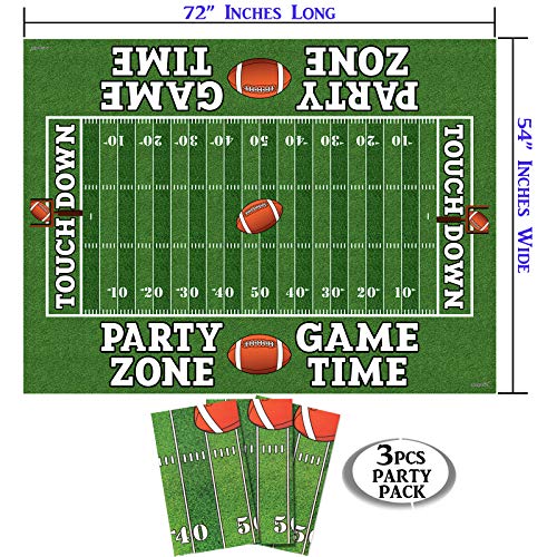 AnapoliZ Football Tablecloth Plastic | 3 Pcs Party Pack (54β Inch Wide x 72β inch Long) | Rectangular Game Day Table Cover | Football Party Touchdown Tablecloth | Party Zone, Tailgate Table Cover