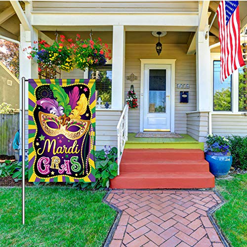 Mardi Gras Decorations Garden Flag New Orleans Party Mardi Gras Hanging Garland for Home Outdoor Indoor Decor Double Sided(Pole Not Included)
