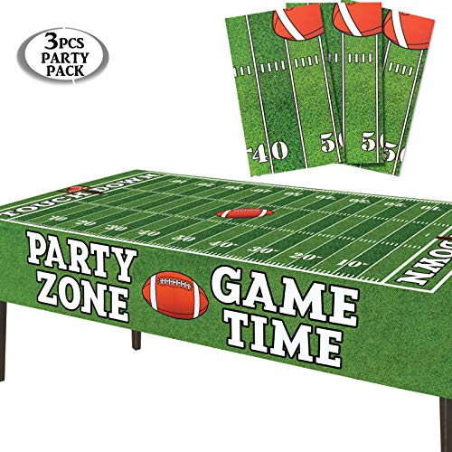 AnapoliZ Football Tablecloth Plastic | 3 Pcs Party Pack (54β Inch Wide x 72β inch Long) | Rectangular Game Day Table Cover | Football Party Touchdown Tablecloth | Party Zone, Tailgate Table Cover