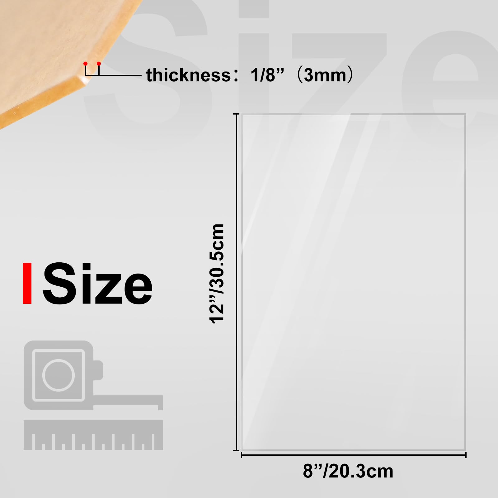 KINLINK 8x12 Plexiglass Sheets 1/8 inch-3mm Clear Acrylic Sheets, Clear Plastic Board Polycarbonate Sheet for DIY Project, Craft, Picture Frames, Acrylic Sign, Weding Invitaton, 2 Pack