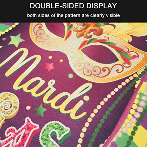 Mardi Gras Decorations Garden Flag New Orleans Party Mardi Gras Hanging Garland for Home Outdoor Indoor Decor Double Sided(Pole Not Included)