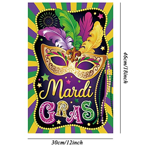 Mardi Gras Decorations Garden Flag New Orleans Party Mardi Gras Hanging Garland for Home Outdoor Indoor Decor Double Sided(Pole Not Included)