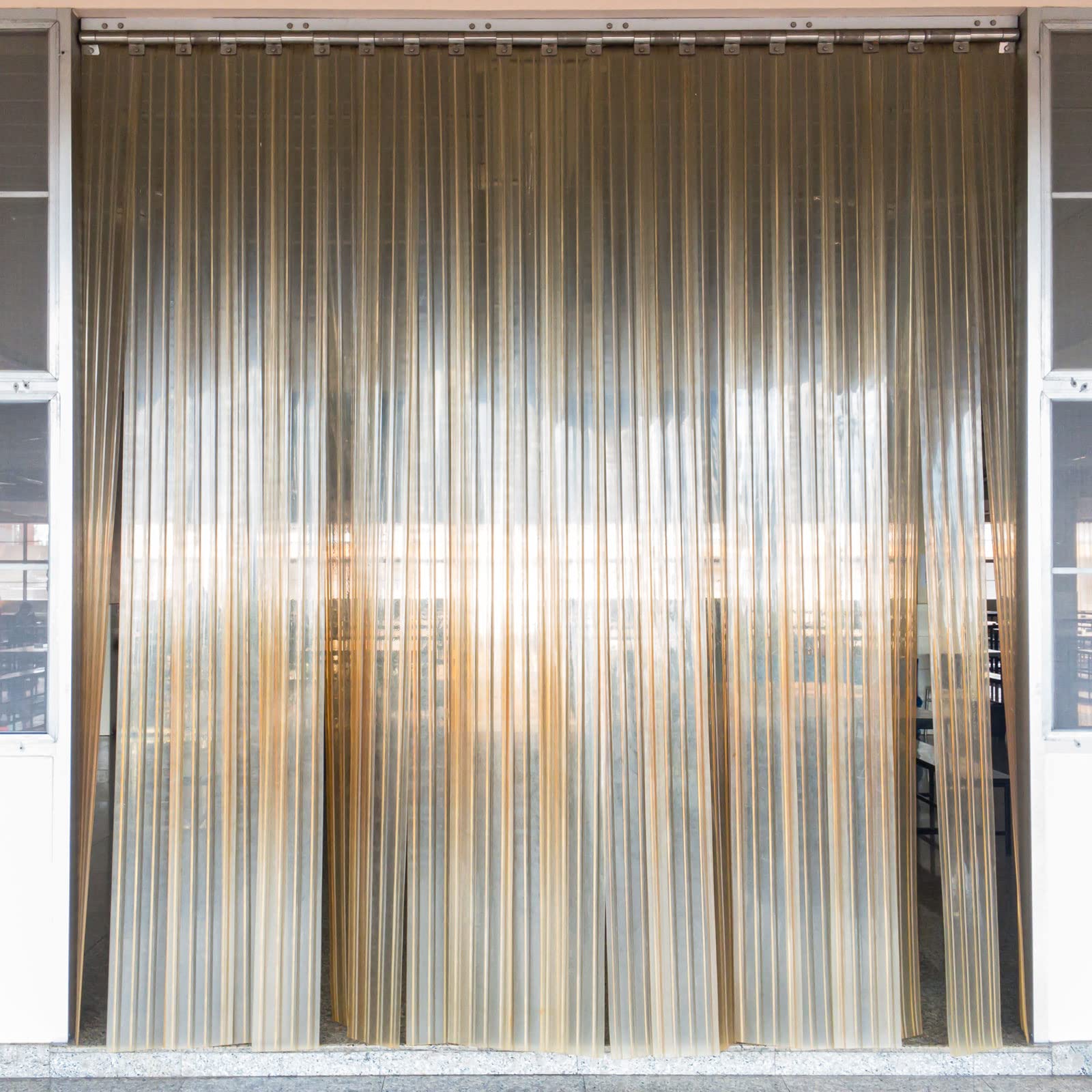 PATIKIL 6.8' x 7.5" Plastic Vinyl Strip Curtain, Clear PVC Freezer Curtain with Mounting Bracket for Walk-in Freezer Coolers Door Warehouse, Transparent