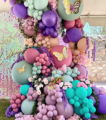 Captank Purple Pink Balloon Garland - Tiffany Blue Macaron Green Orange Balloons 179Pcs Latex Thick Pastel Red Lilac Balloons Arch Kit For Birthday Baby Shower Anniversary Bridal Wedding Engagement