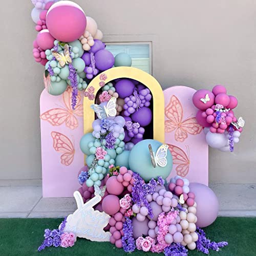 Captank Purple Pink Balloon Garland - Tiffany Blue Macaron Green Orange Balloons 179Pcs Latex Thick Pastel Red Lilac Balloons Arch Kit For Birthday Baby Shower Anniversary Bridal Wedding Engagement