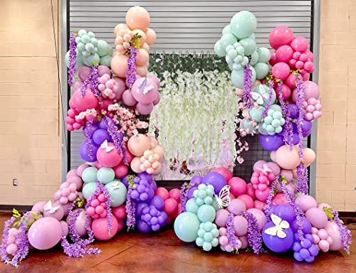 Captank Purple Pink Balloon Garland - Tiffany Blue Macaron Green Orange Balloons 179Pcs Latex Thick Pastel Red Lilac Balloons Arch Kit For Birthday Baby Shower Anniversary Bridal Wedding Engagement