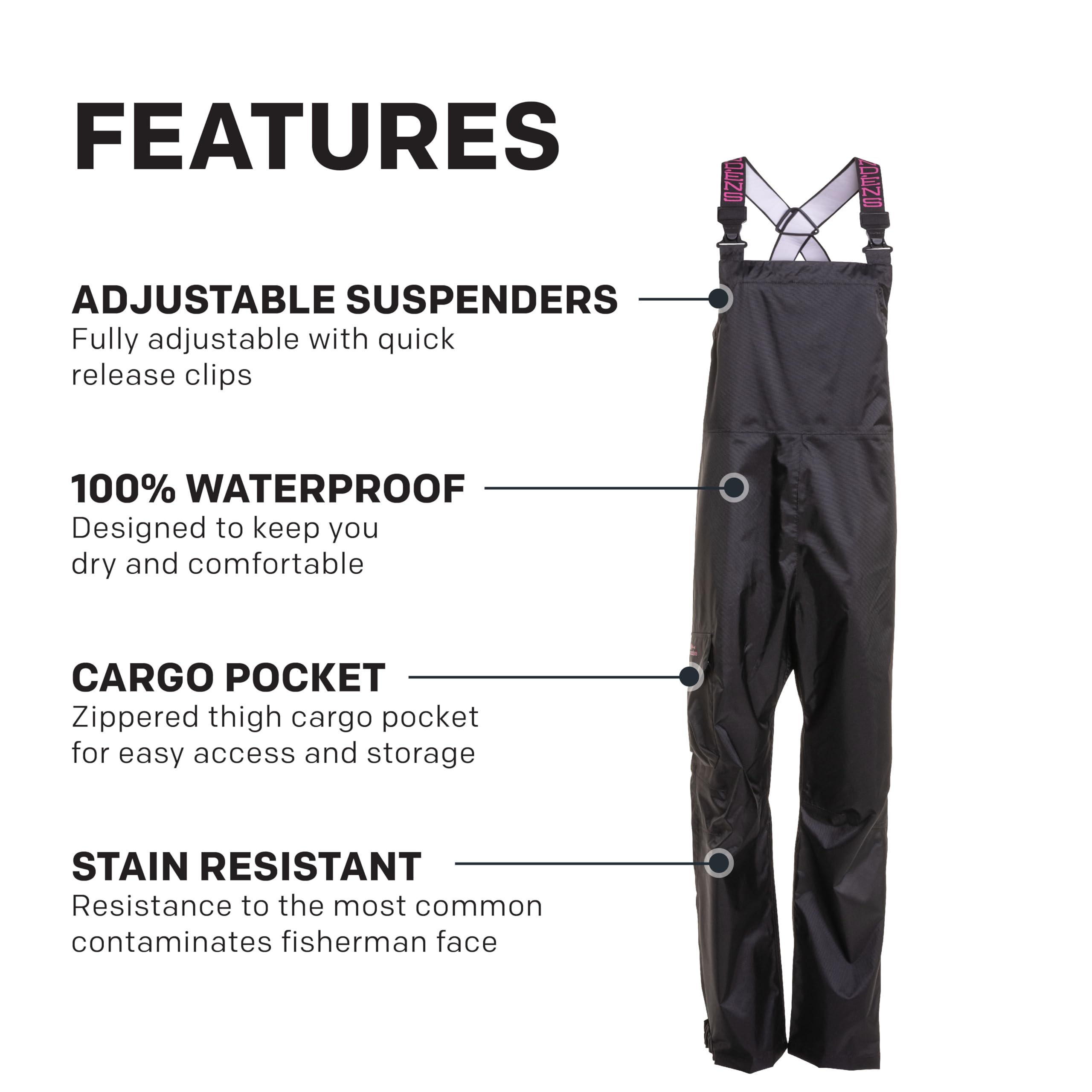 Grundéns Women's Weather Watch Bib | Updated | Waterproof, Stain-Resistant, Black, Medium