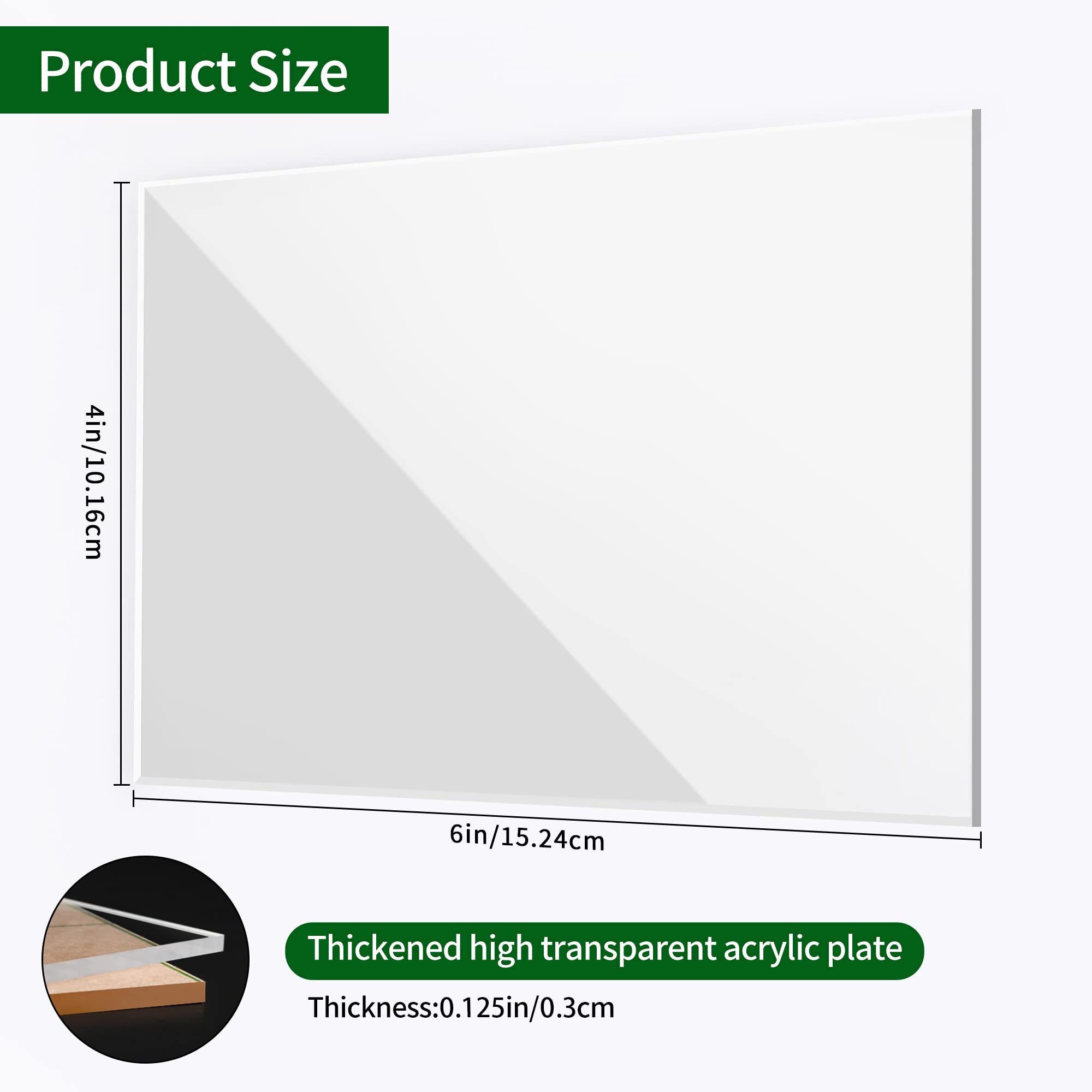 Lesnlok 6 Pieces 4 x 6 Acrylic Sheet 1/8 Thick 3mm Plexiglass Sheet,for Sign,Craft,Photo Frame, DIY Display Projects (6, 4 x 6 x 1/8)