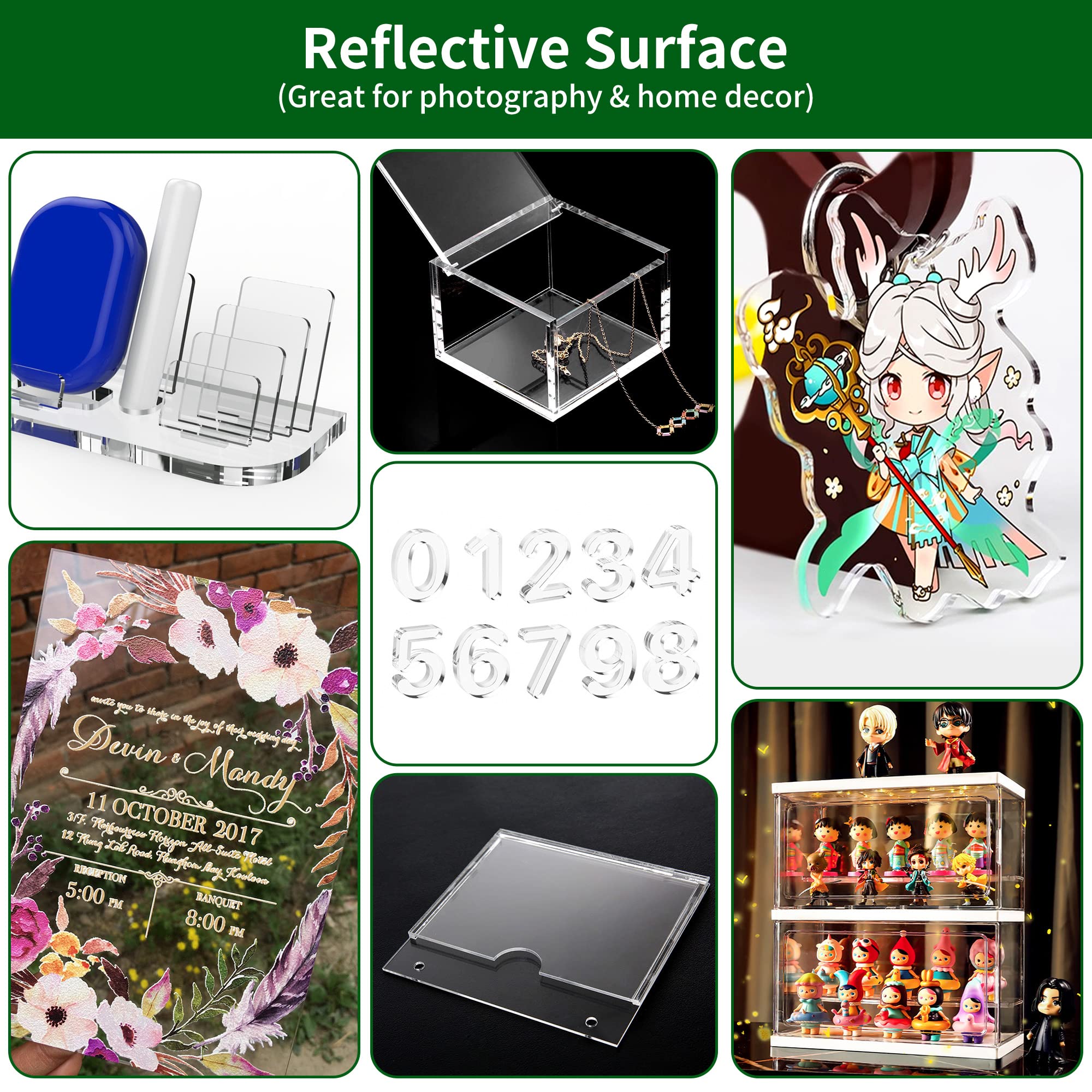 Lesnlok 6 Pieces 4 x 6 Acrylic Sheet 1/8 Thick 3mm Plexiglass Sheet,for Sign,Craft,Photo Frame, DIY Display Projects (6, 4 x 6 x 1/8)