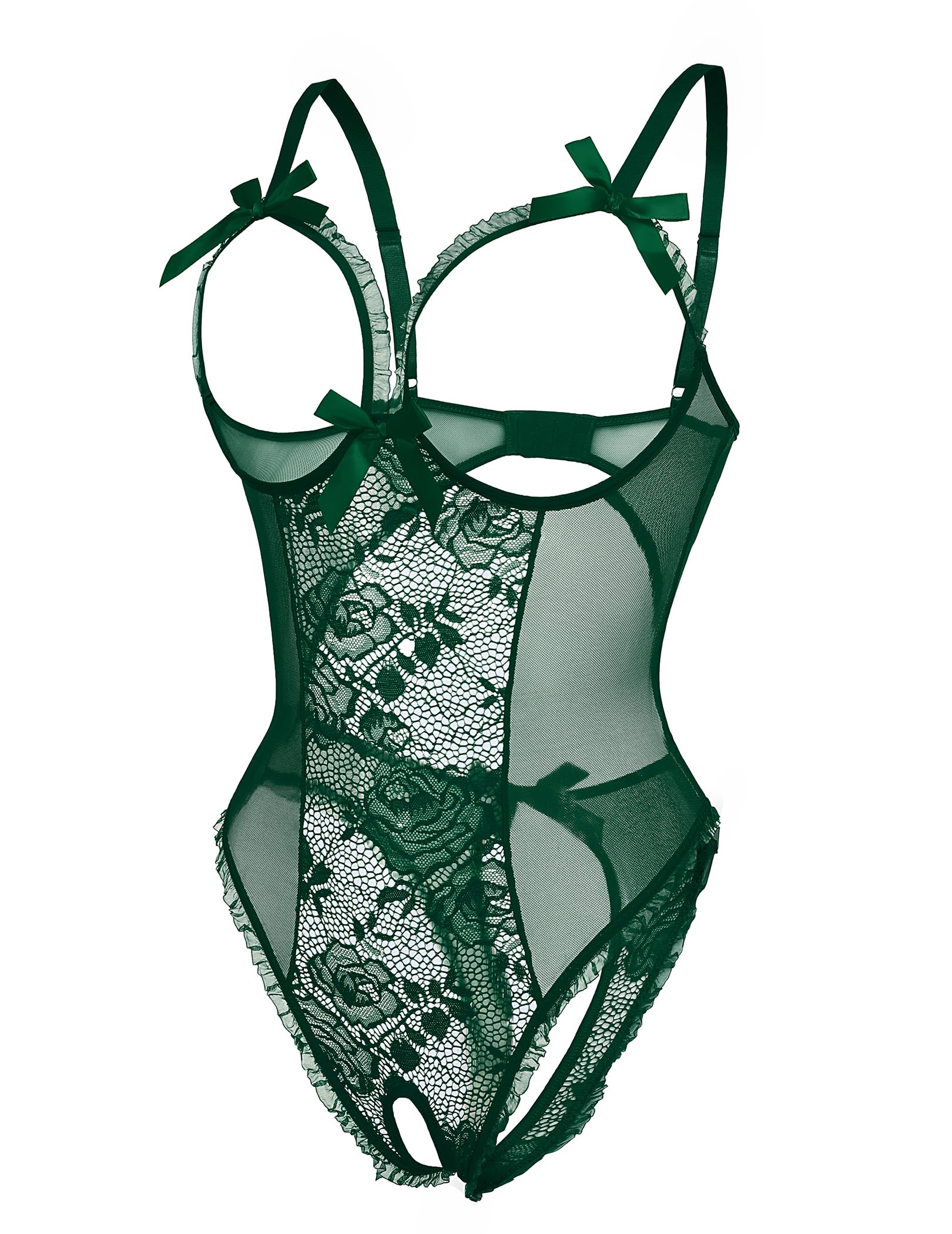Avidlove Women's Sexy Plus Size Lingerie Lace Babydoll Sleepwear Chemise Set Dark Green Large