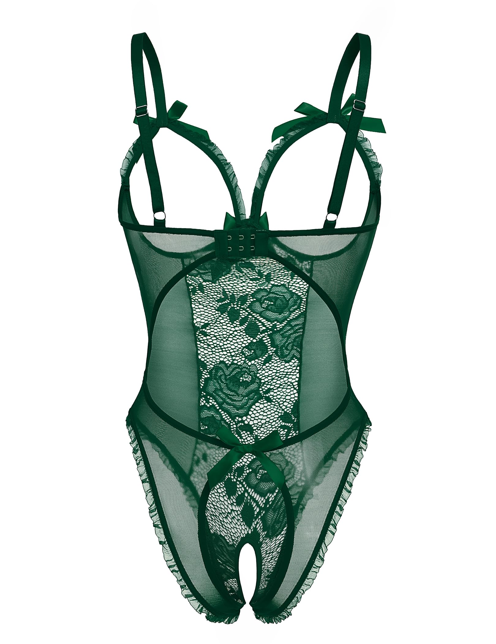 Avidlove Women's Sexy Plus Size Lingerie Lace Babydoll Sleepwear Chemise Set Dark Green Large