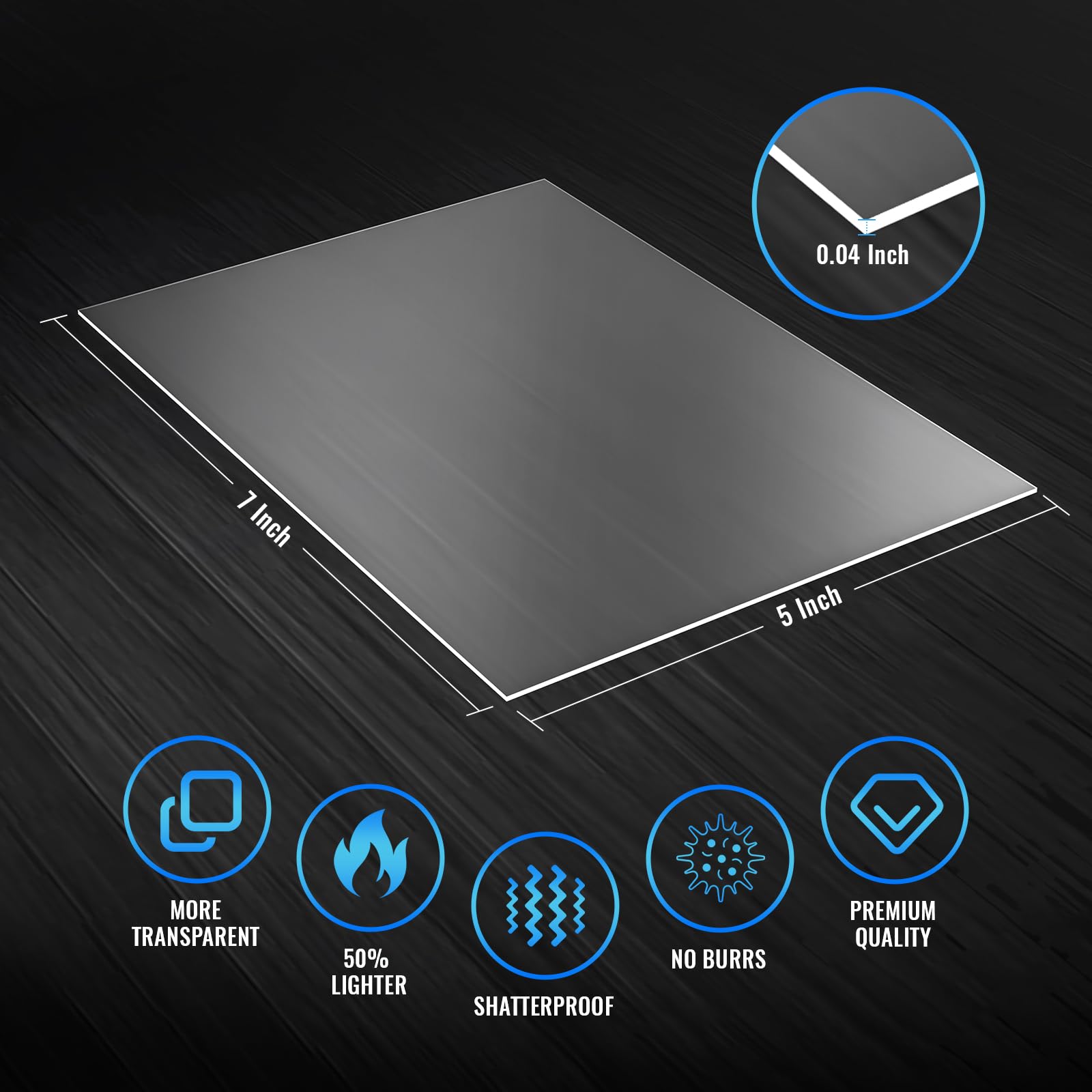 Langaelex 6 Pack of Acrylic Sheets 5x7" - 0.043" Thick Clear Extruded Plexiglass Sheets for Crafts, Picture Frame, Projects Display & DIY
