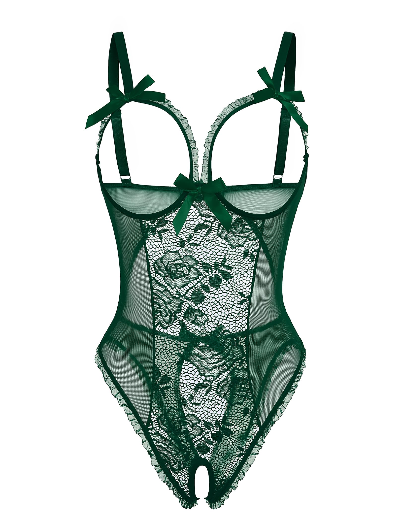 Avidlove Women's Sexy Plus Size Lingerie Lace Babydoll Sleepwear Chemise Set Dark Green Large
