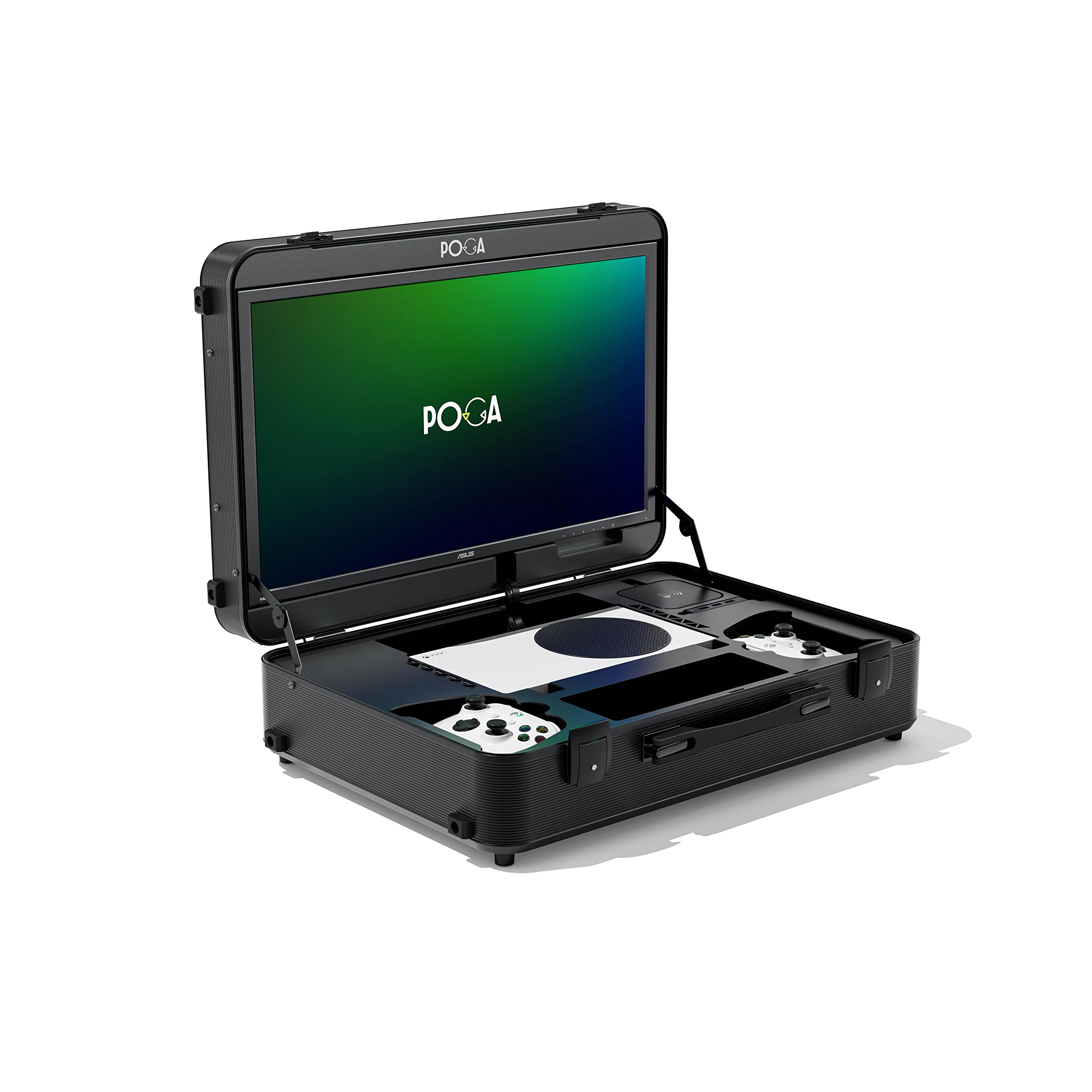 POGA PRO Premium Portable Console Travel Case incl. Trolley and 21,5'' ASUS Gaming Monitor for Xbox Series S - Camo