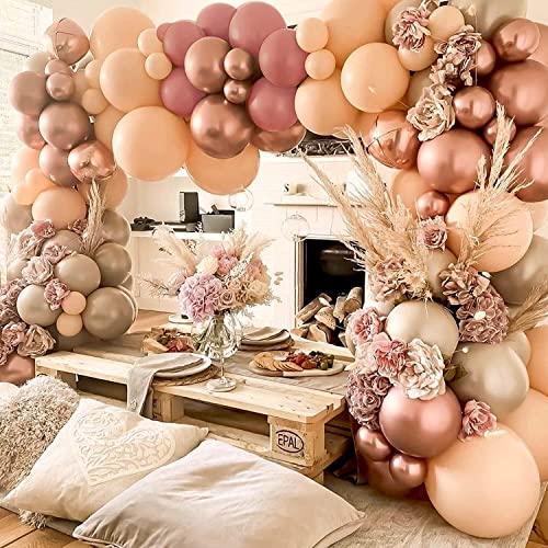 Woaipati Balloon Arch Garland Kit,Double-Stuffed Blush Nude Apricot Party Balloons Decoration Set for Retro Boho Wedding Baby Shower Bridal Engagement Anniversary Graduation Birthday Decorations