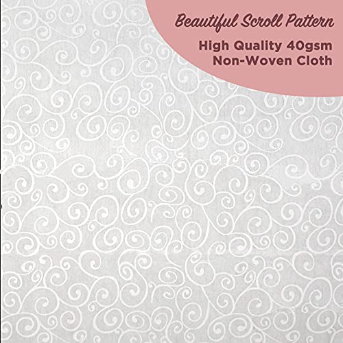 J&A Homes White Wedding Aisle Runner (3 Feet x 100 Feet) β Includes Pull String and Double-Sided Adhesive Tape β Scroll Pattern Runner is Great for Indoor or Outdoor Weddings, Prom and Parties (White)