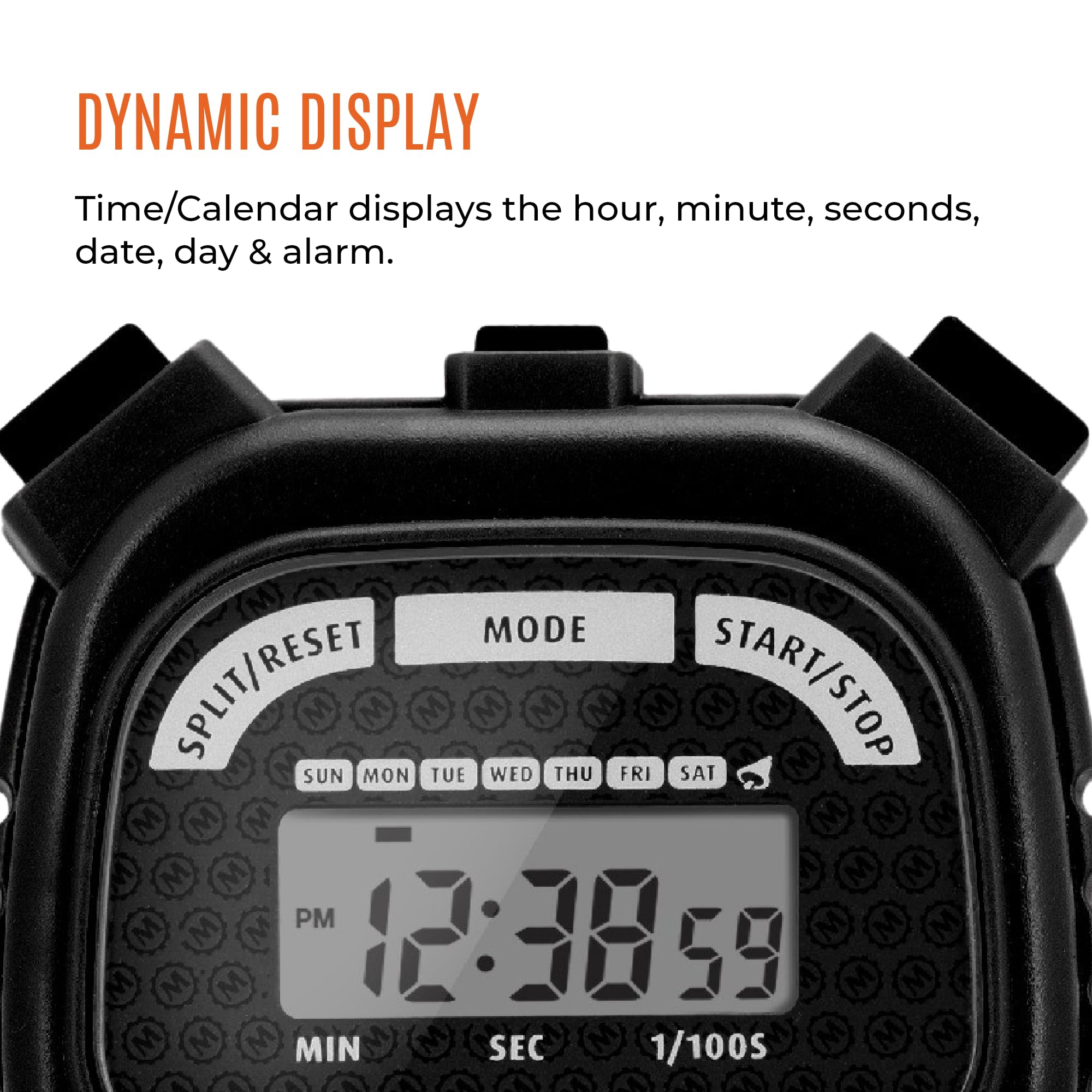 Marathon Adanac 3000 Digital Stopwatch Timer, Black - High Precision Accuracy to 1/100th Seconds - Water, Dust & Shock Resistant - 46β Lanyard Included
