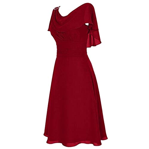 INGWHW Ball Gowns and Evening Dresses, Women Formal Wedding Bridesmaid High-Waist Party Ball Prom Gown Cocktail Dress Red for Elegant Cocktail Dresses Long Sleeve Cocktail Dresses (L, Red)