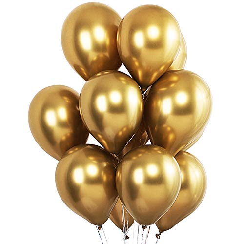 Gold Chrome Metallic Balloons 5 inch Helium Balloons Thick Latex Gold Arch 50PCS for Birthday Party Decorations Baby Shower Bridal Shower Wedding Engagement Anniversary Christmas Festival (Gold)