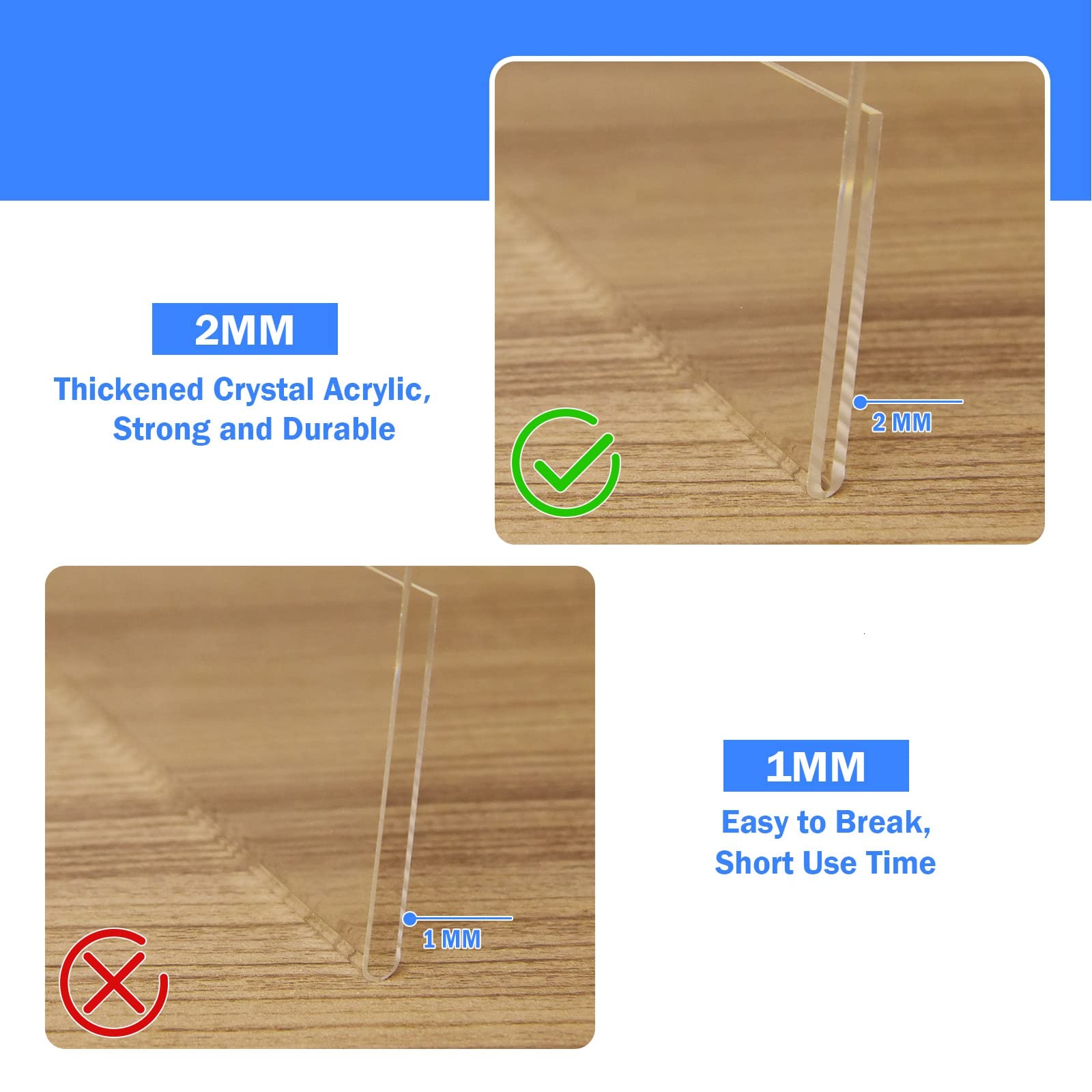 COYMOS Acrylic Sign Holder 8.5 x 11 Horizontal 6 Pack Slant Back Acrylic Stands for Display Plexiglass Clear Acrylic Display Stands for Ad Frame, Picture Photo Frames, Promotions, Restaurants, Office