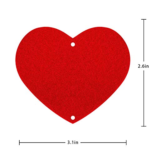Valentines Day Decorations - 80 PCS Red Felt Garland Hanging String Hearts - NO DIY - Valentines Day Decor for Home Office Wedding Anniversary Birthday Party