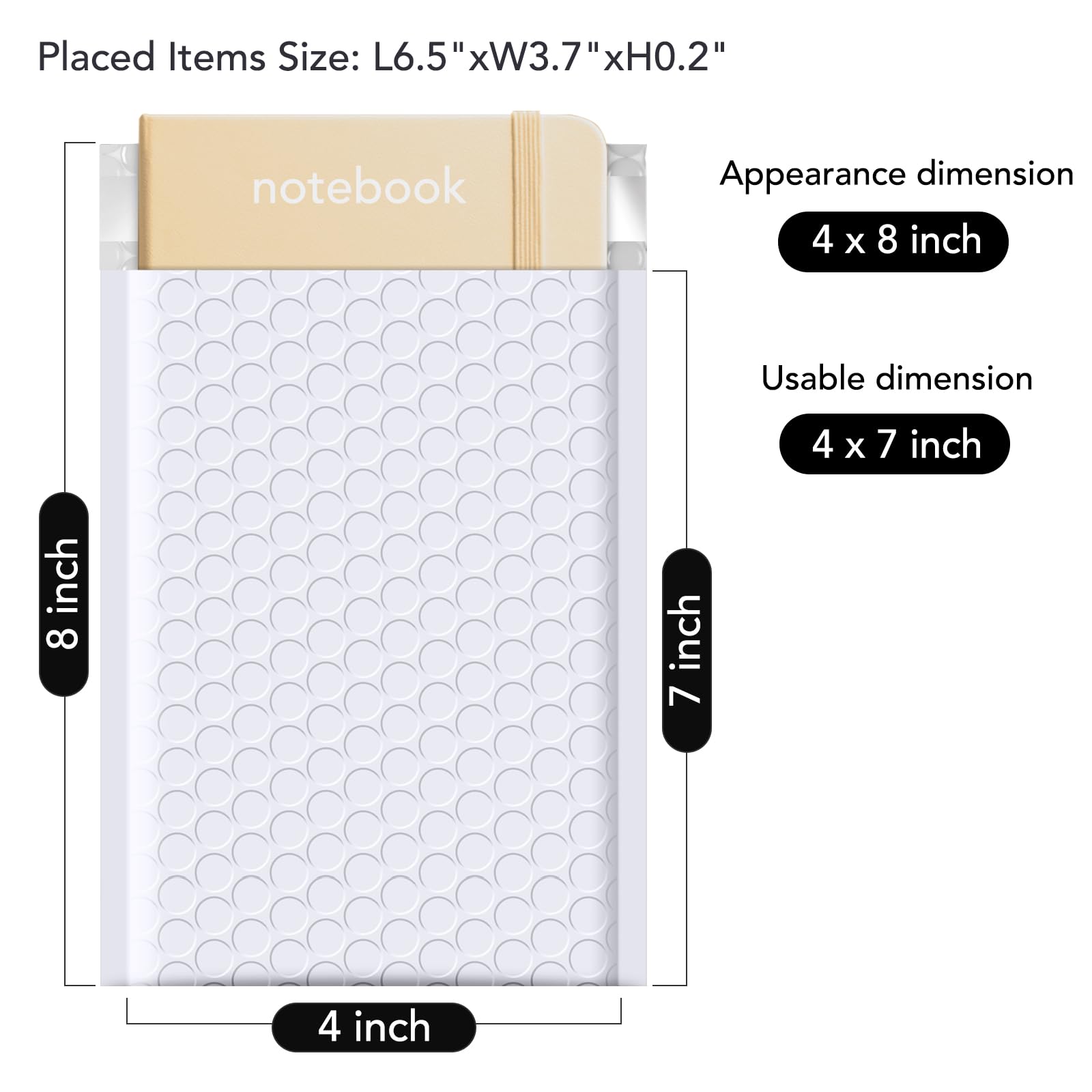 Fuxury Bubble Mailers 4x8 Inch White 200 Pack Padded Envelopes Usable Size 4x7" Thick Mailing Envelopes Bubble Opaque Padded Mailers Shipping Bags for Mailing Jewelry Makeup Small Business#000