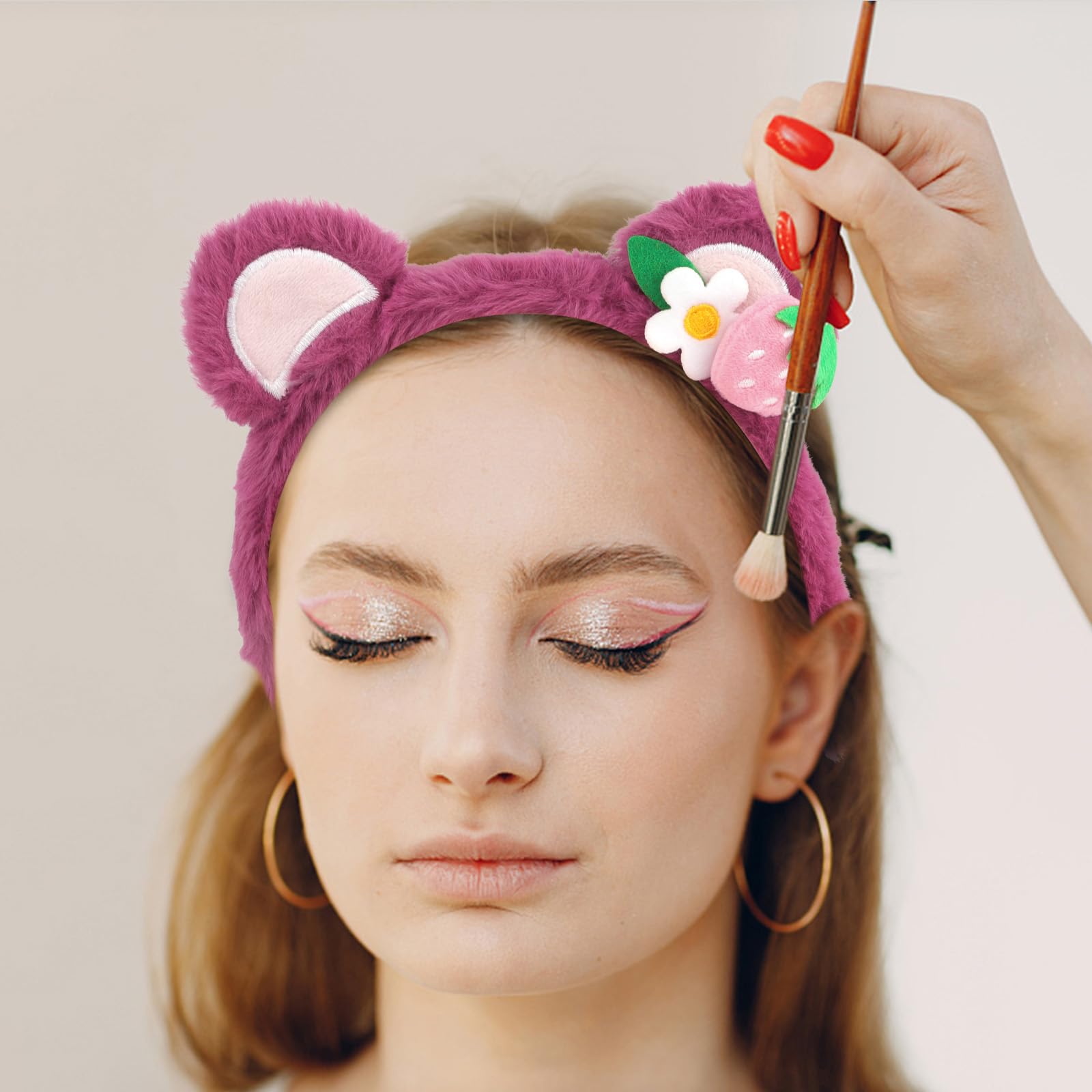 CAVETEE 3 Piece Cute Headband Set for Women - Elastic Makeup, Skincare, and Spa Headband with Wristband