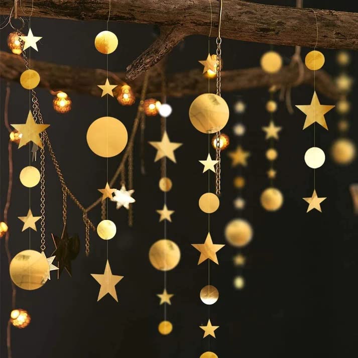 Gold Twinkle Little Star Party Garlands Glitter Hanging Moon Stars Decorations Kids Birthday Bday Baby Shower Wedding Ramadan EID Graduation Party Supplies