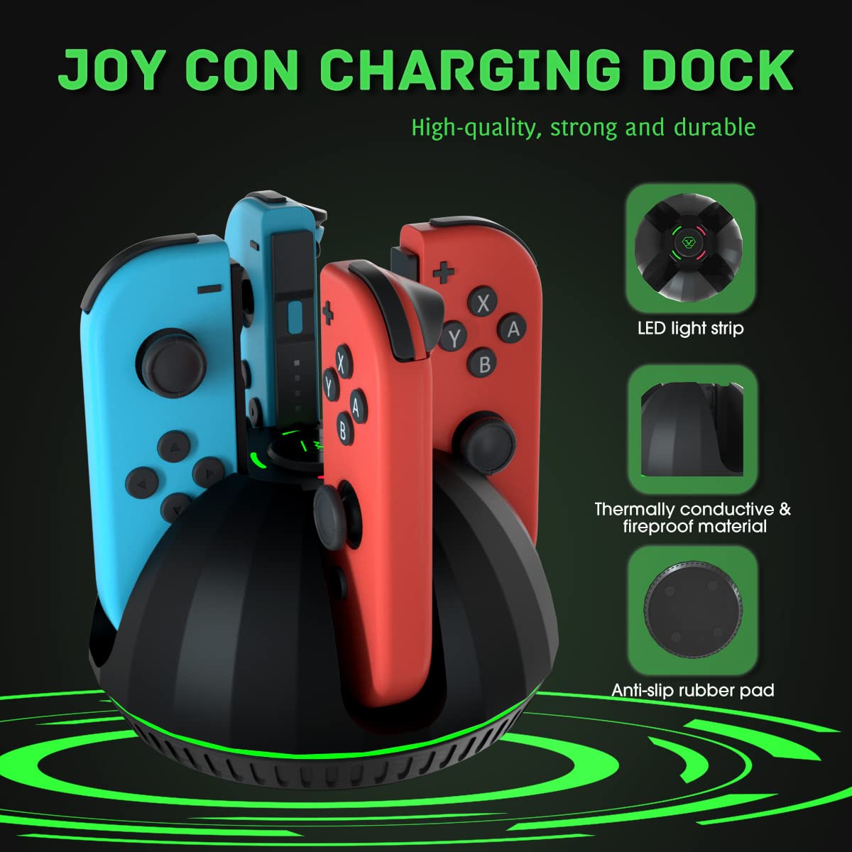 Switch Controller Charging Dock for Nintendo Switch Joycon,Switch Joycon Charger Compatible with Switch OLED Joy Con,4 in 1 Joycon Charging Dock with LED Indication and Charger Cable