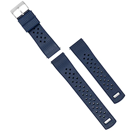BARTON WATCH BANDS, 18mm Navy Blue - Tropical-Style Watch Bands - Quick Release - Choose Strap Color & Width