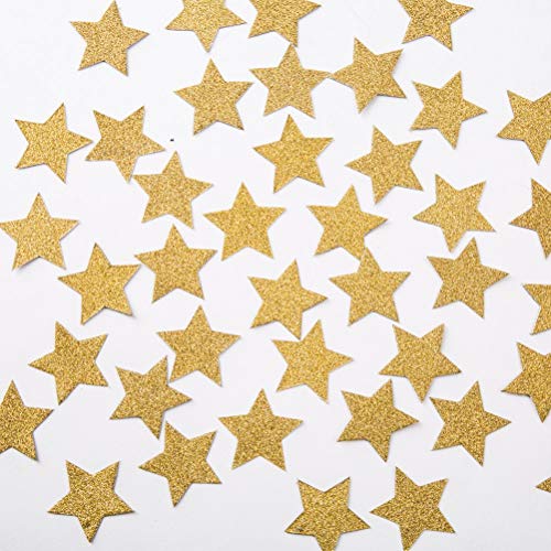 MOWO Glitter Five Stars Paper Confetti, Wedding Party Decor and Table Decor, 1.2ββ in Diameter (Glitter Gold,200pc)