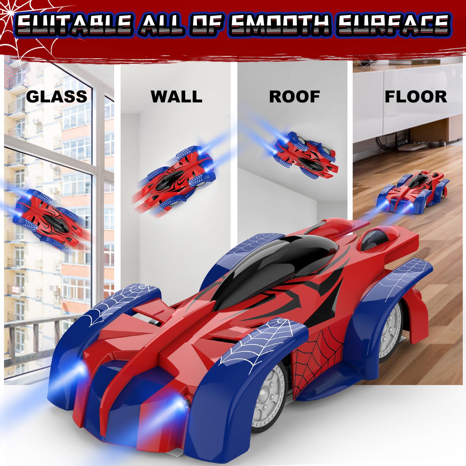 Aomifmik Wall Climbing Remote Control Car, 360° Rotating RC Stunt Car with Headlight, Rechargeable RC Car Toys for 3 4 5 6 7 8-12 Year Old Boys Girls Kids