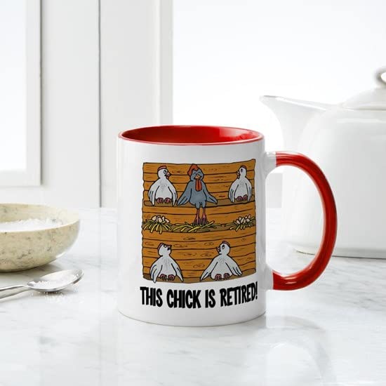 CafePress This Chick Is Retired Mug Mugs Ceramic Coffee Mug, Tea Cup 11 oz